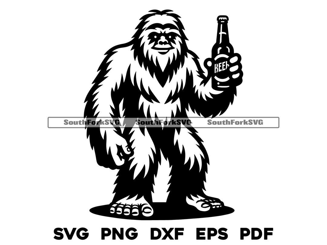 Yeti With Beer Design Svg Png Dxf Eps Pdf Laser Engrave Cut Print Files ...