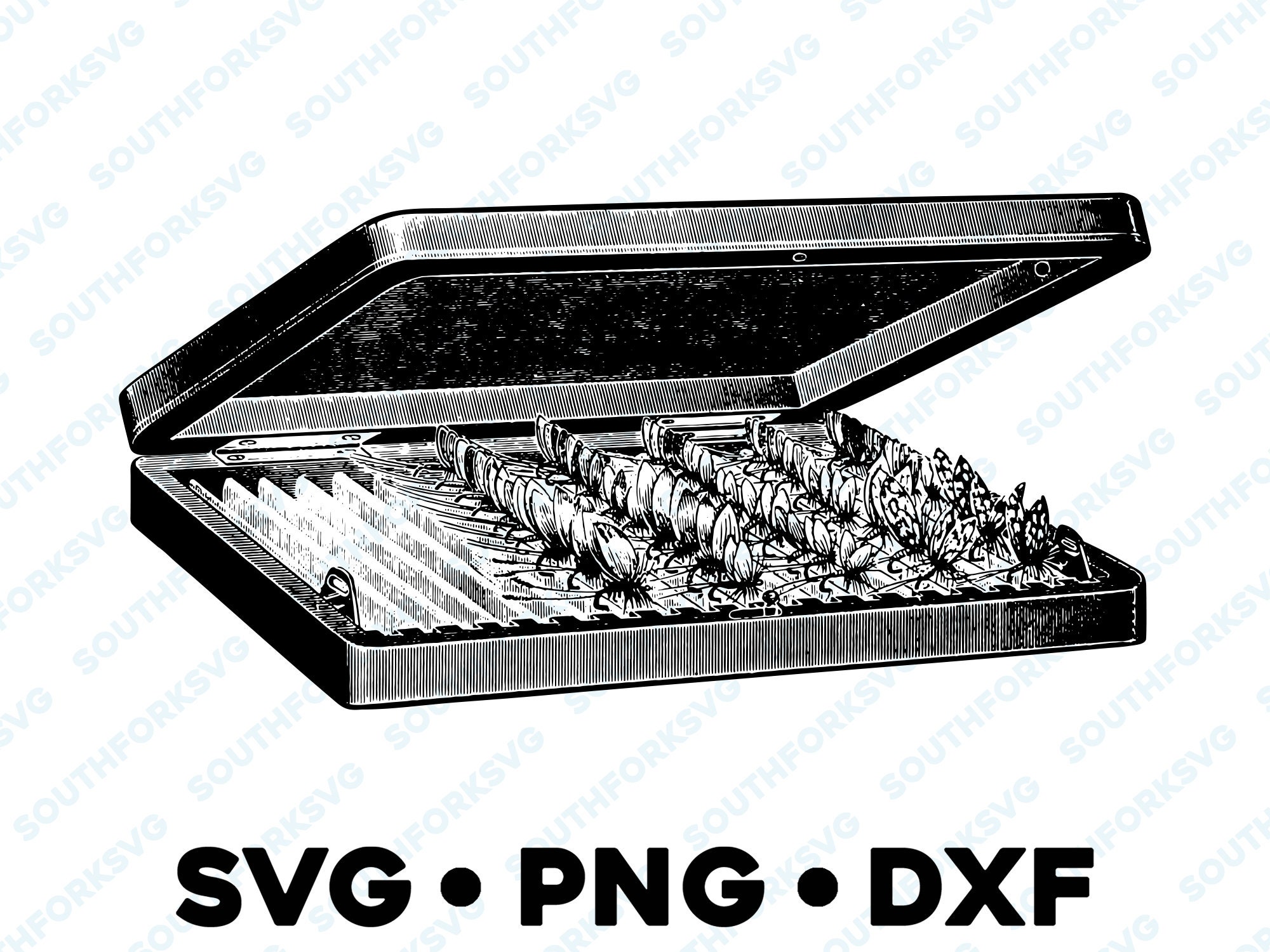 Clip Art Art & Collectibles Fly Box Fishing Lure SVG PNG DXF Bundle Dry ...