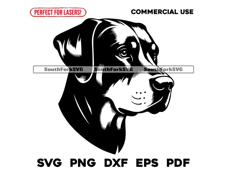 Rottermann Dog Head Design Svg Png Dxf Eps Pdf Vector Graphic Cut File ...