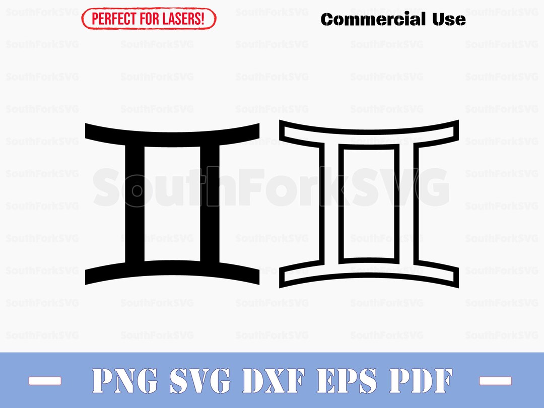 Gemini Zodiac Symbol Solid Silhouette & Outline Svg Png Dxf Pdf Eps ...