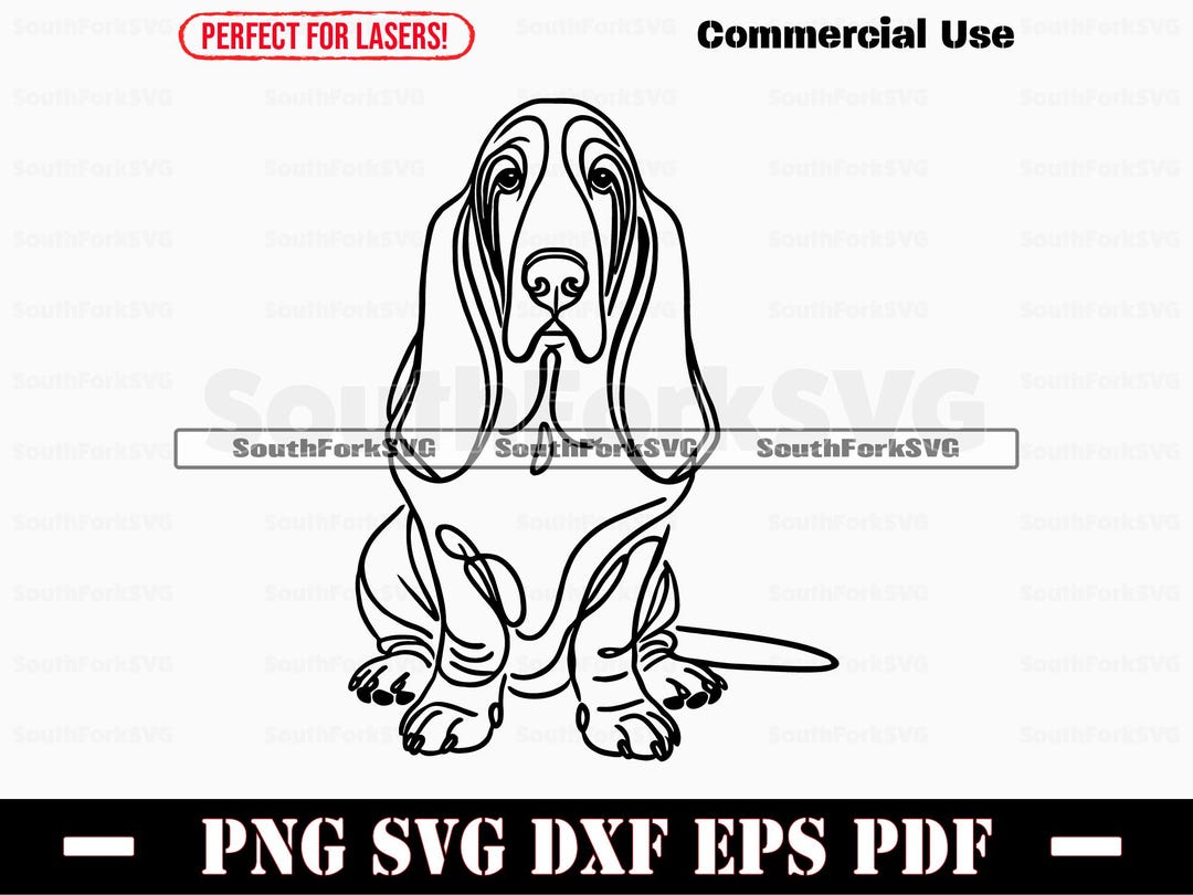 Basset Hound Dog Line Art | Svg Png Dxf Eps Pdf | Vector Graphic Cut ...