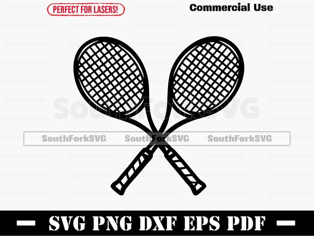 Crossed Tennis Rackets Svg Png Dxf Pdf Eps | Cut Print Laser Digital ...