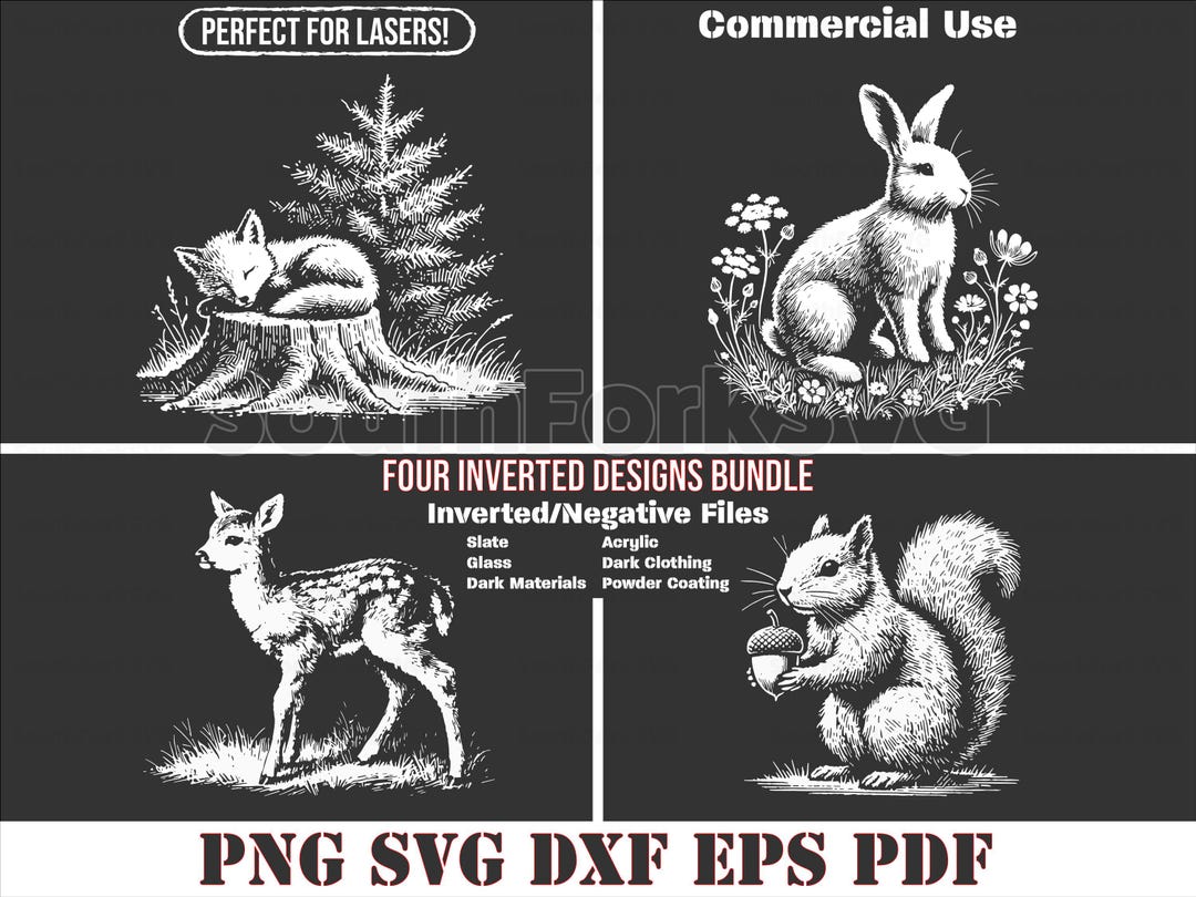 Inverted Woodland Animals Bundle Svg Png Dxf Eps Pdf | Vector Cut Print ...