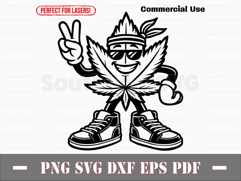 Weed Leaf Cartoon Peace Sign Svg Png Dxf Pdf Eps | Vector Graphic ...