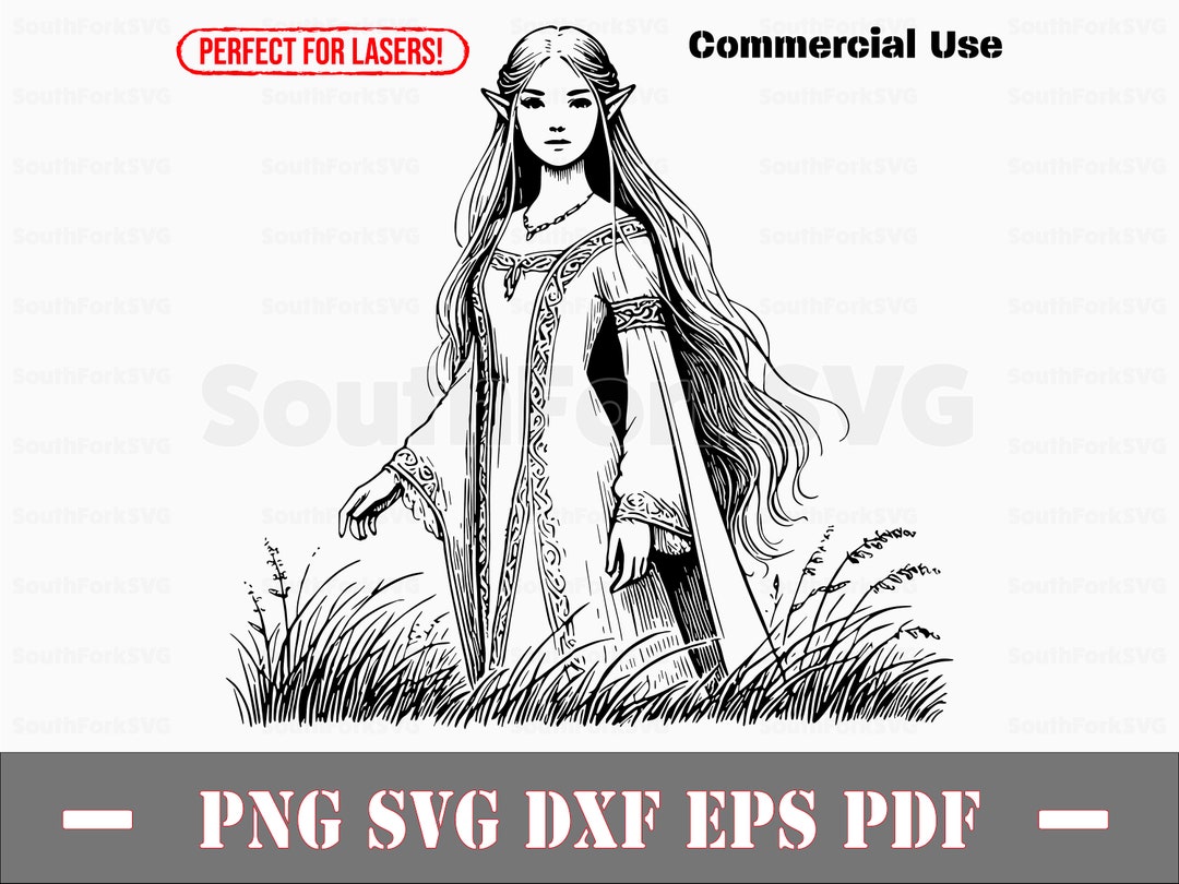 Laser Engrave File Elf Woman Svg Png Dxf Eps Pdf Vector Graphic Design ...