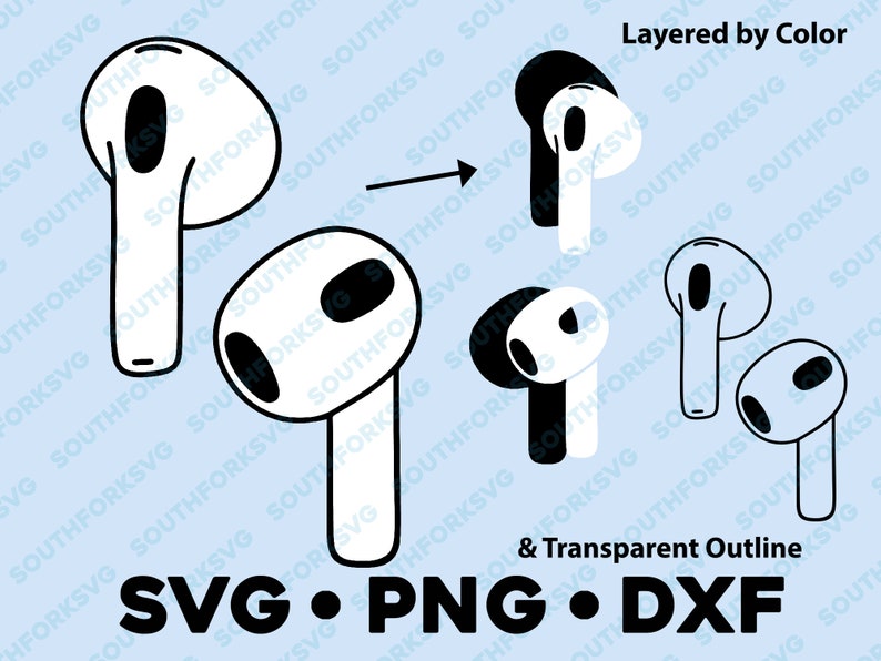 Wireless Earbuds Ear Pods SVG PNG DXF Layered by Color Cut | Etsy