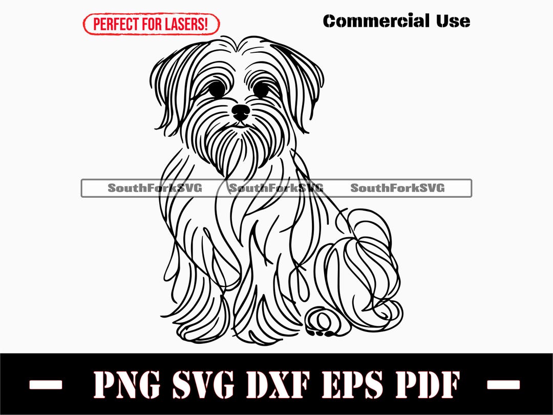 Maltese Dog Minimal Line Art Svg Png Dxf Eps Pdf | Vector Graphic Cut ...