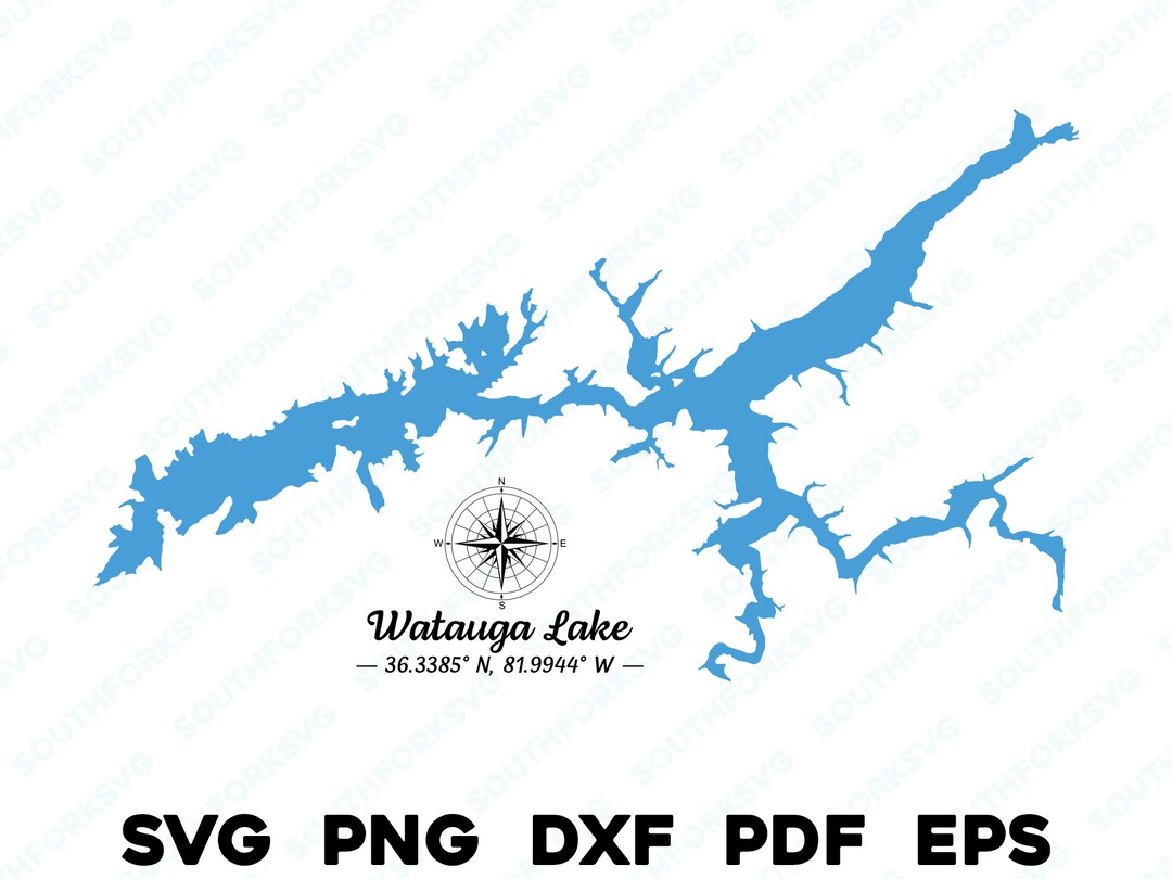 Watauga Lake Tennessee Map Shape Outline Silhouette Svg Png Dxf Pdf Eps ...