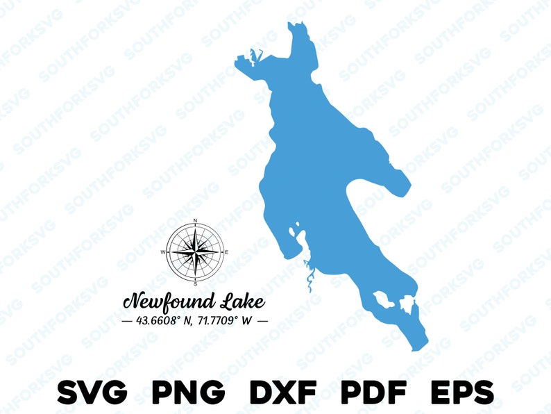 Newfound Lake New Hampshire Map Shape Silhouette Svg Png Dxf Pdf Eps ...