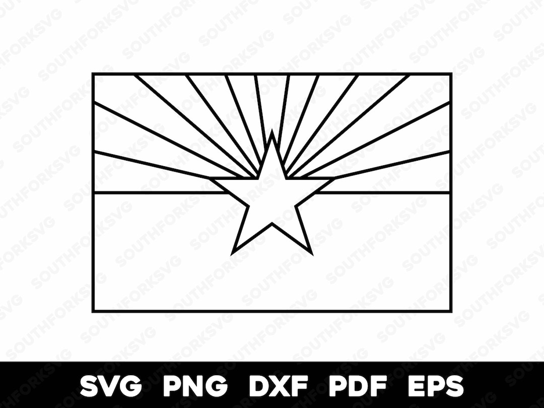 Arizona State Flag Transparent Outline | Svg Png Dxf Eps Pdf | Vector ...