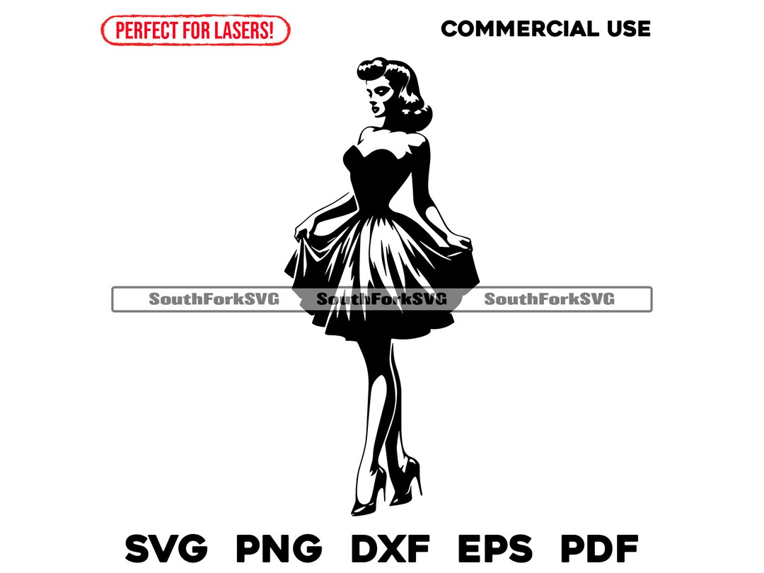 Classic Pinup Girl Beautiful Woman Svg Png Dxf Eps Pdf Files Cut Print ...
