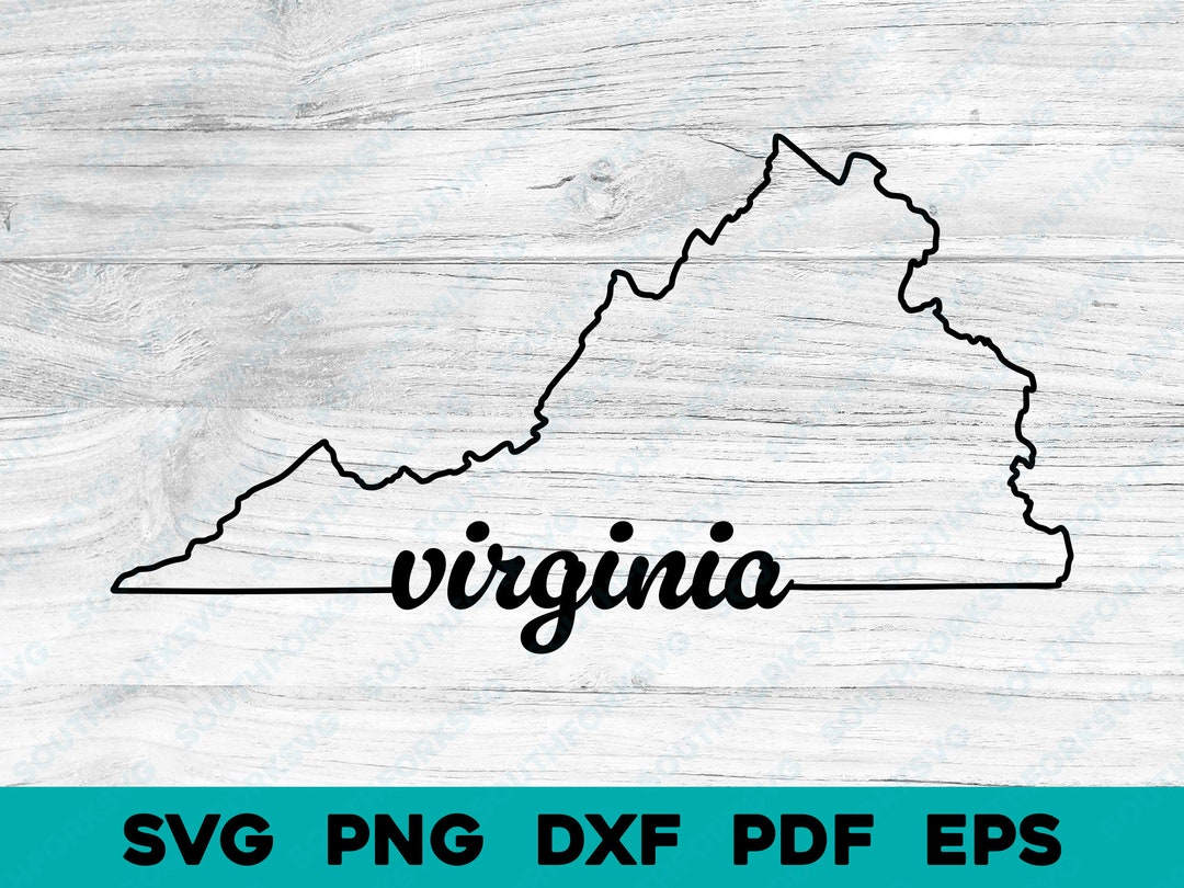 Virginia State Outline With Scripted Text | Svg Png Dxf Eps Pdf ...