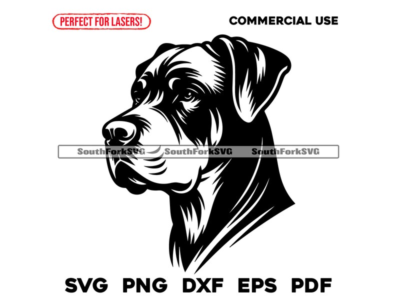 Rottermann Dog Head Design Svg Png Dxf Eps Pdf Vector Graphic Cut File ...