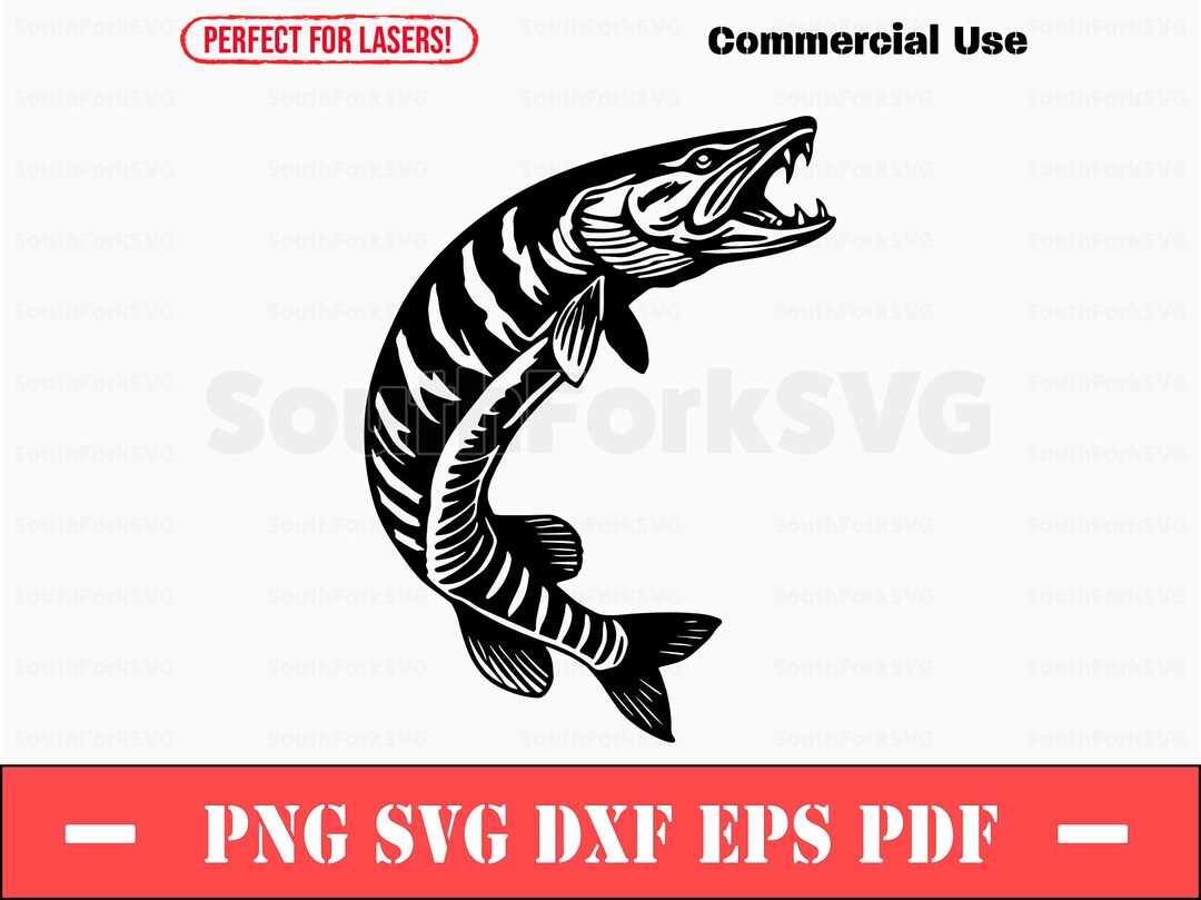 Muskie Muskellunge Svg Png Dxf Eps Pdf | Transparent Vector Graphic ...