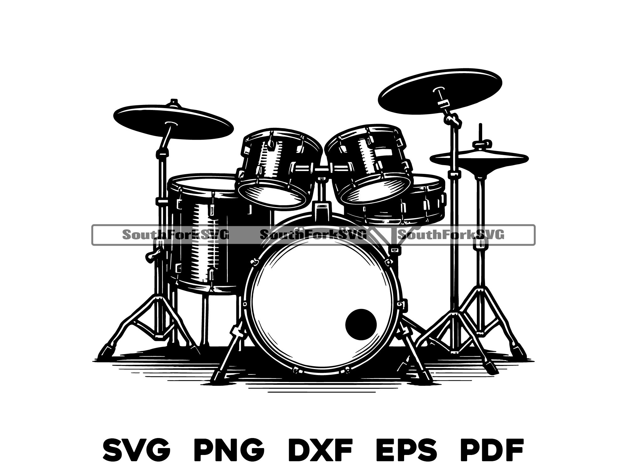 Drum Set Vector Design 2 Svg Png Dxf Eps Pdf Vector - Etsy