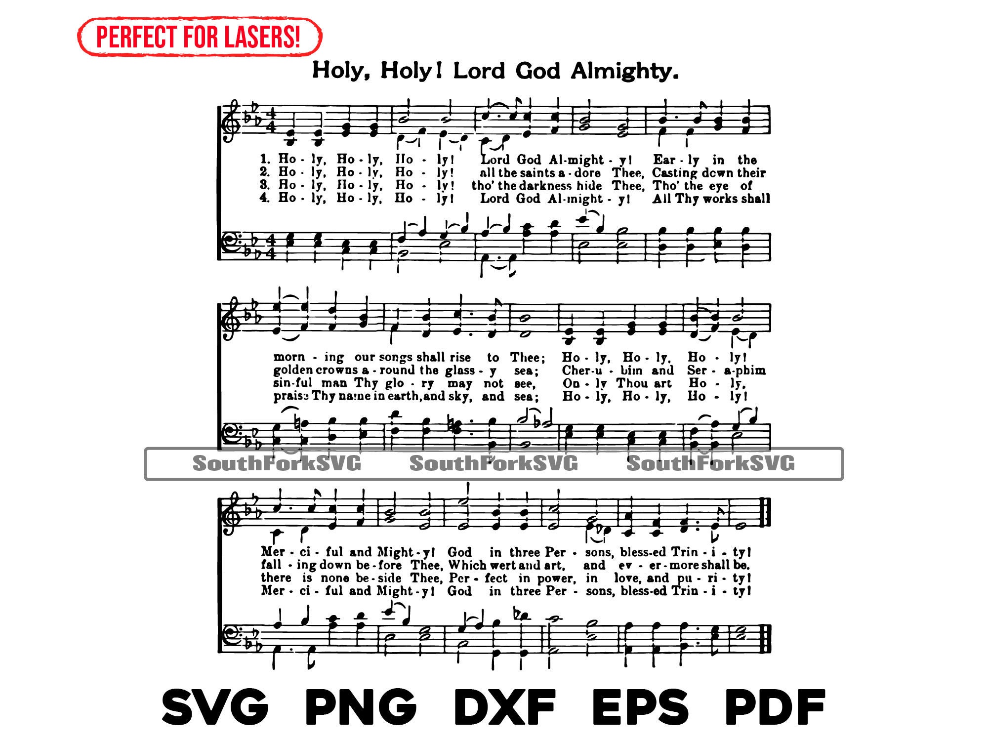 Holy Lord God Almighty Hymn Sheet Music Svg Png Dxf Eps Pdf Graphic ...