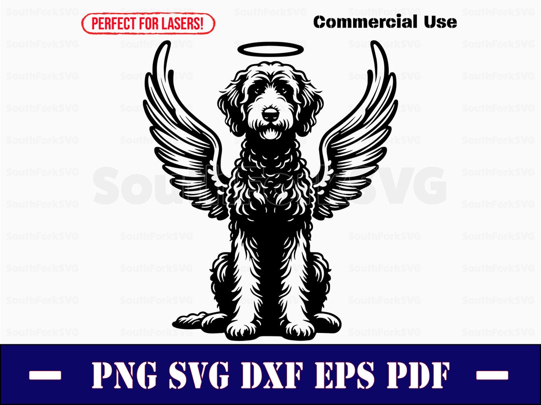 Labradoodle Dog Angel Wings & Halo Svg Png Dxf Eps Pdf | Vector Graphic ...
