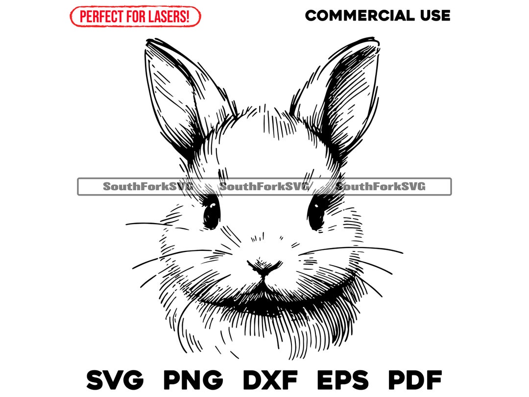 Laser Engrave File Cute Bunny Svg Png Dxf Eps Pdf | Vector Graphic ...