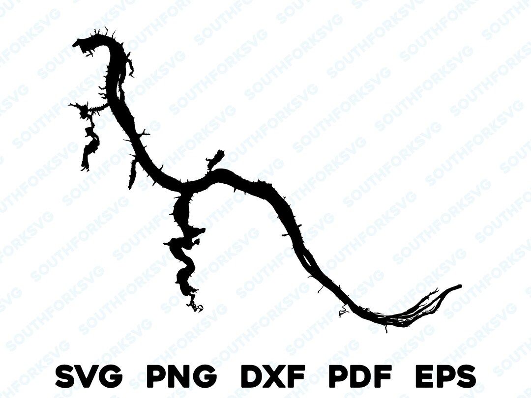 Pickwick Lake Tennessee Map Shape Silhouette Svg Png Dxf Pdf Eps Vector ...