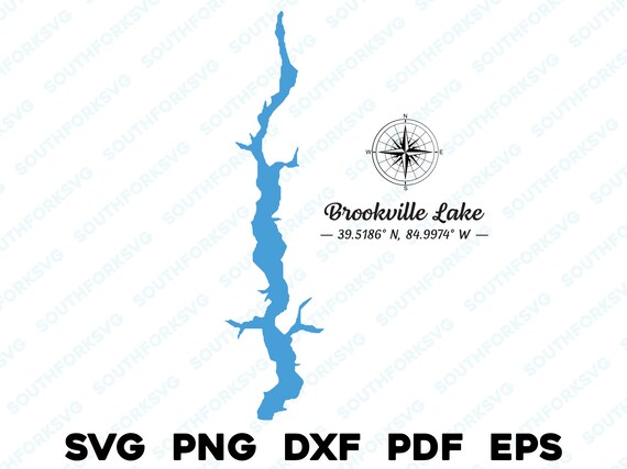Brookville Lake Indiana Map Shape Silhouette Svg Png Dxf Pdf - Etsy
