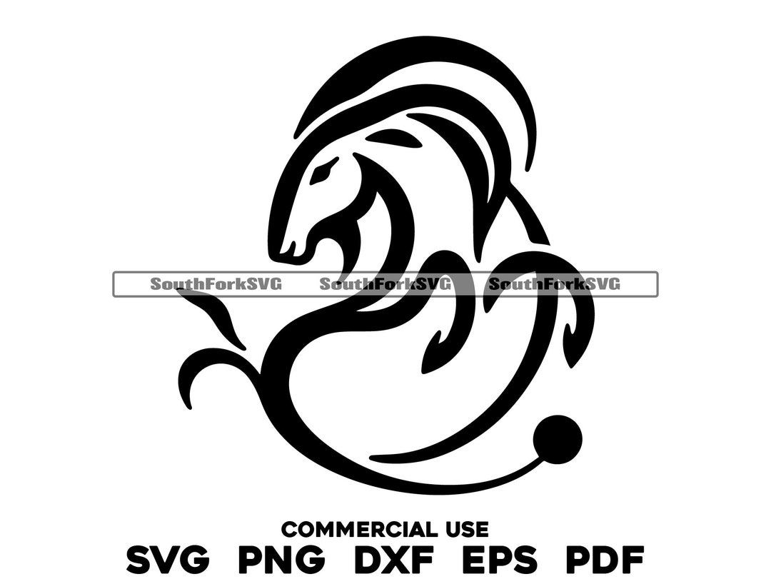 Capricorn Zodiac Sign Line Art Svg Png Dxf Pdf Eps Vector Graphic ...