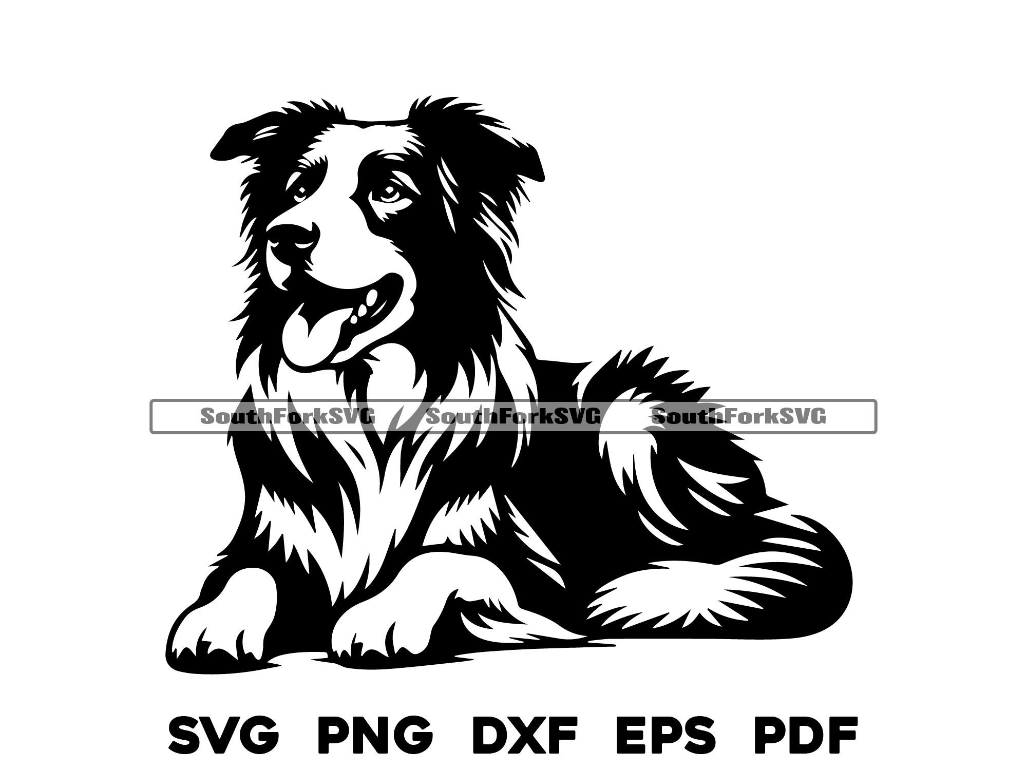 Border Collie Laying Design Svg Png Dxf Eps Pdf | Vector Graphic Cut ...