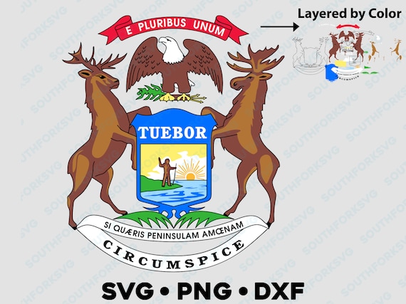 Michigan State Flag Crest Svg Png Dxf Vector Graphic Design | Etsy