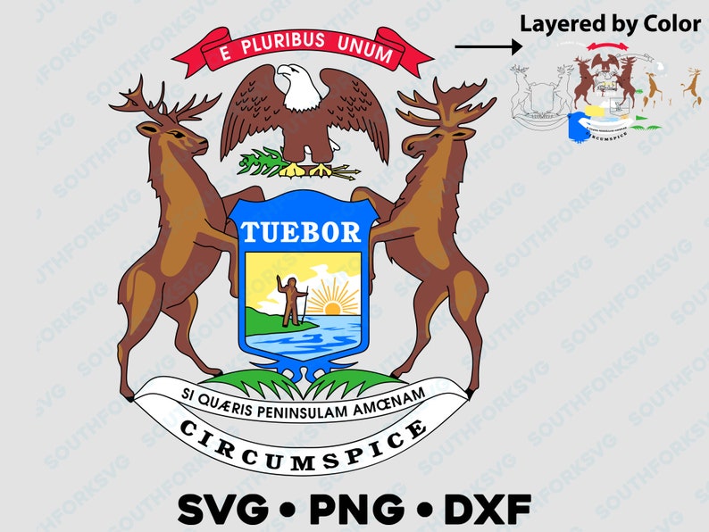 Michigan State Flag Crest Svg Png Dxf Vector Graphic Design - Etsy