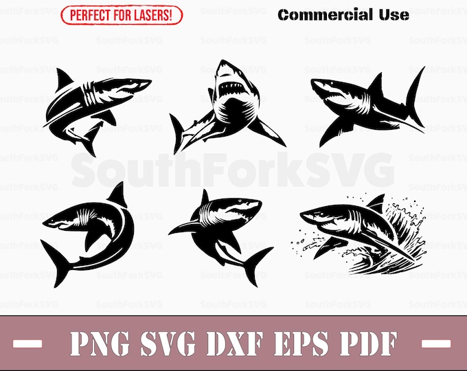 Inky Tiger Shark Svg Cut File, Glowforge File, Vinyl Template, Laser ...