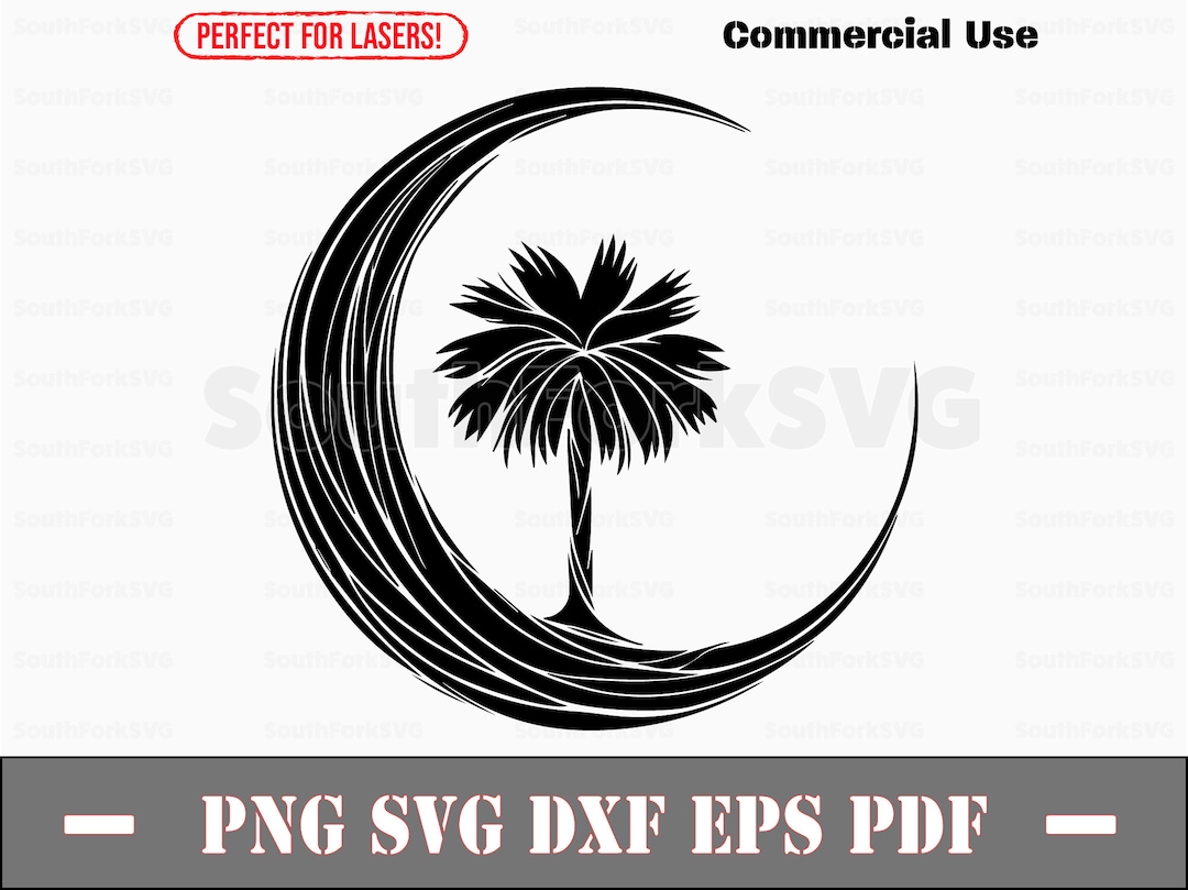South Carolina State Flag Palmetto & Moon Design | Svg Png Dxf Eps Pdf ...
