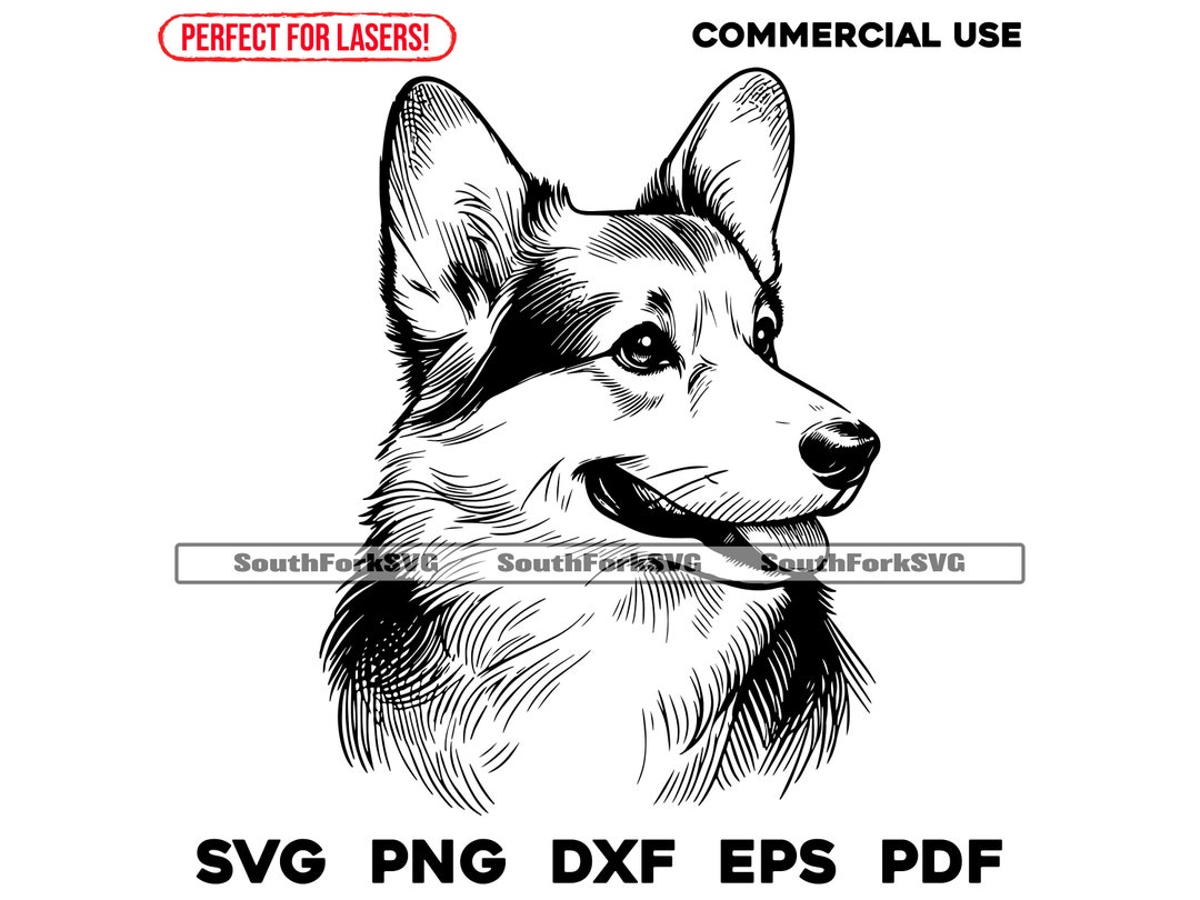 Welsh Corgi Portrait Laser Engrave Files Svg Png Dxf Eps Pdf | Vector ...