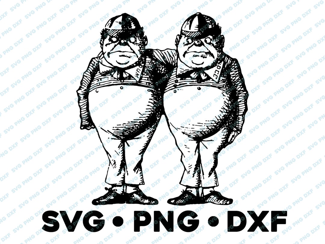 Tweedledum and Tweedledee Alice in Wonderland SVG PNG DXF Cameo Graphic ...