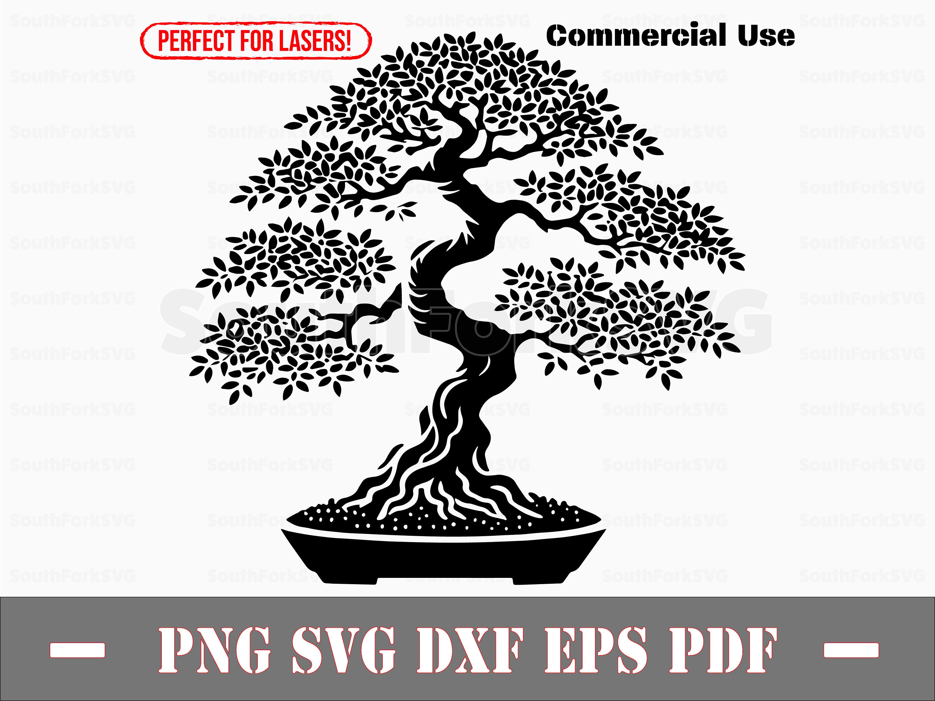 Bonsai Tree Silhouette | Svg Png Dxf Eps Pdf | Vector Graphic Cut File ...