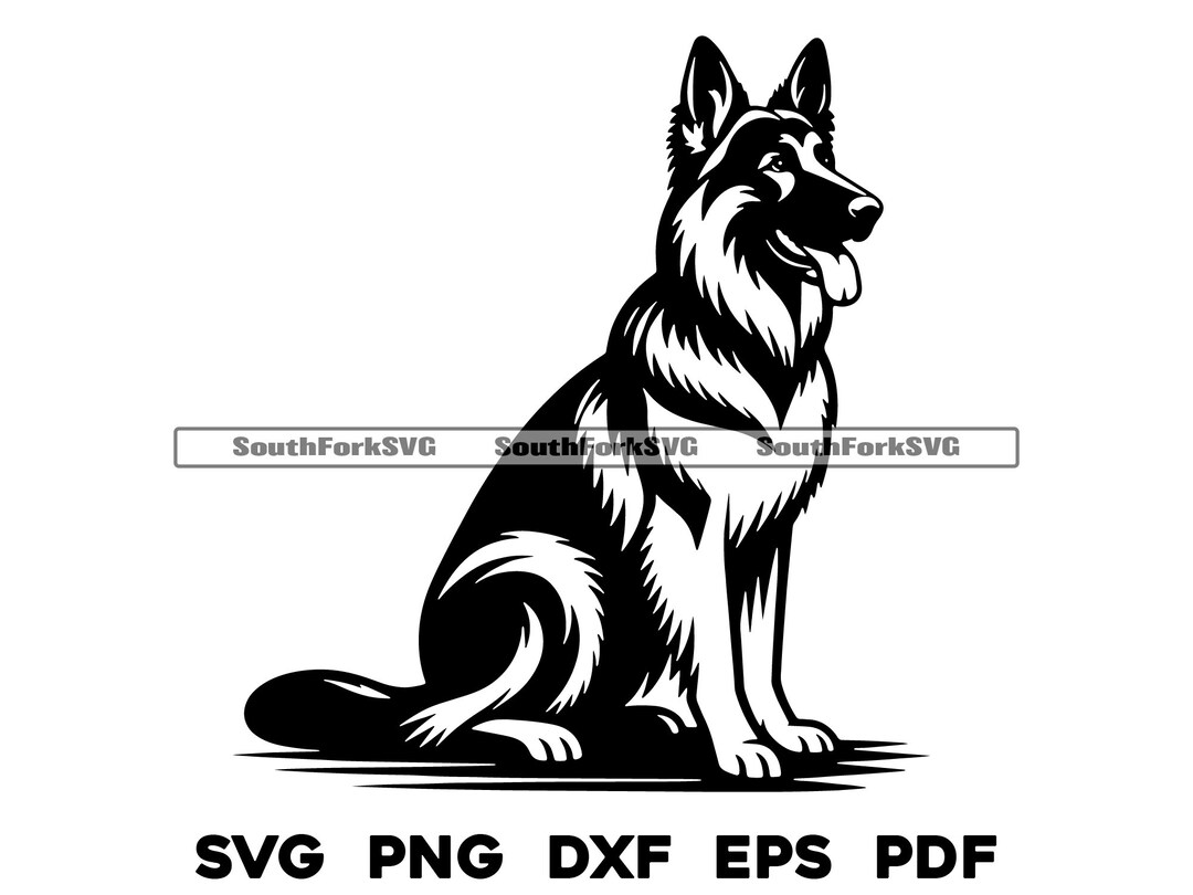 German Shepherd Sitting Design | Svg Png Dxf Eps Pdf | Vector Graphic ...