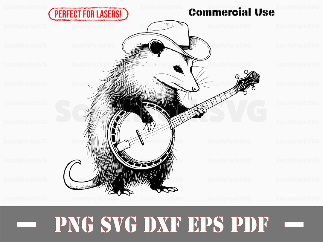 Possum Playing Banjo Svg Png Dxf Eps Pdf | Laser Engrave Cut Print ...