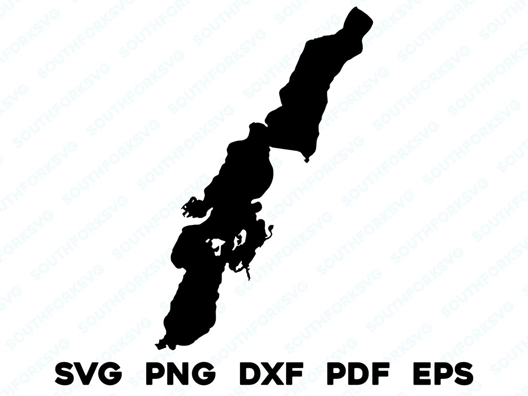 Big Chetac Lake Wisconsin Map Shape Silhouette Svg Png Dxf Pdf Eps ...