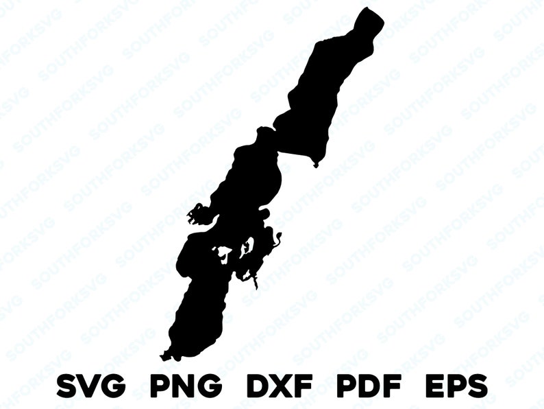 Big Chetac Lake Wisconsin Map Shape Silhouette Svg Png Dxf Pdf Eps ...