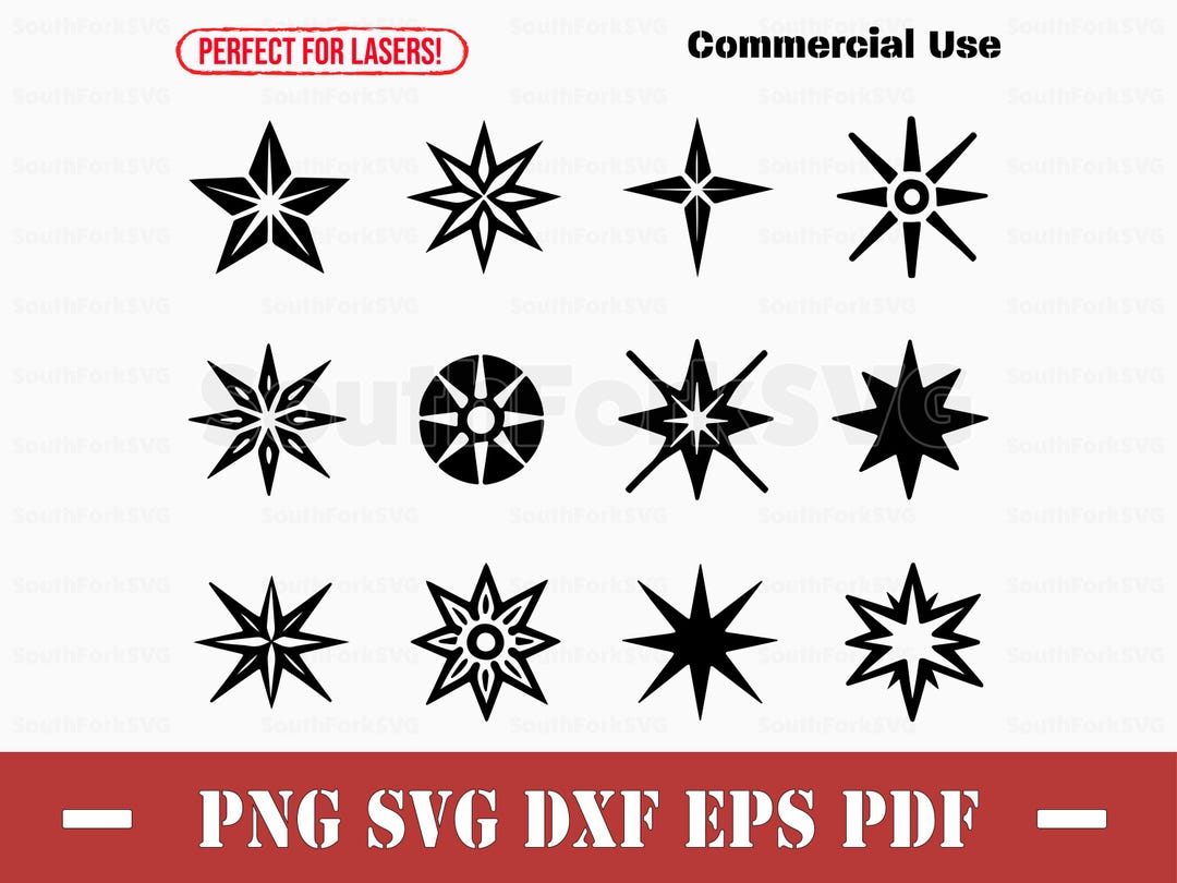 Simple Stars SVG Bundle Svg Png Dxf Eps Pdf | Vector Graphic Cut Print ...