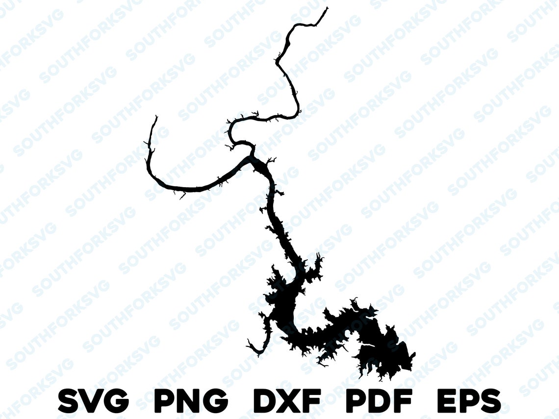 Lake Lyndon B. Johnson Texas Map Shape Silhouette Svg Png Dxf Pdf Eps ...