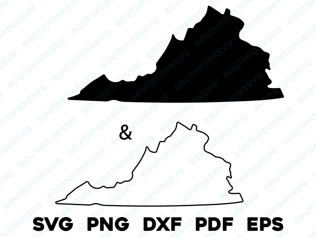 Simple Virginia State Silhouette & Outline Shapes Svg Png Dxf Pdf Eps ...
