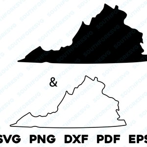 Simple Virginia State Silhouette & Outline Shapes Svg Png Dxf Pdf Eps ...