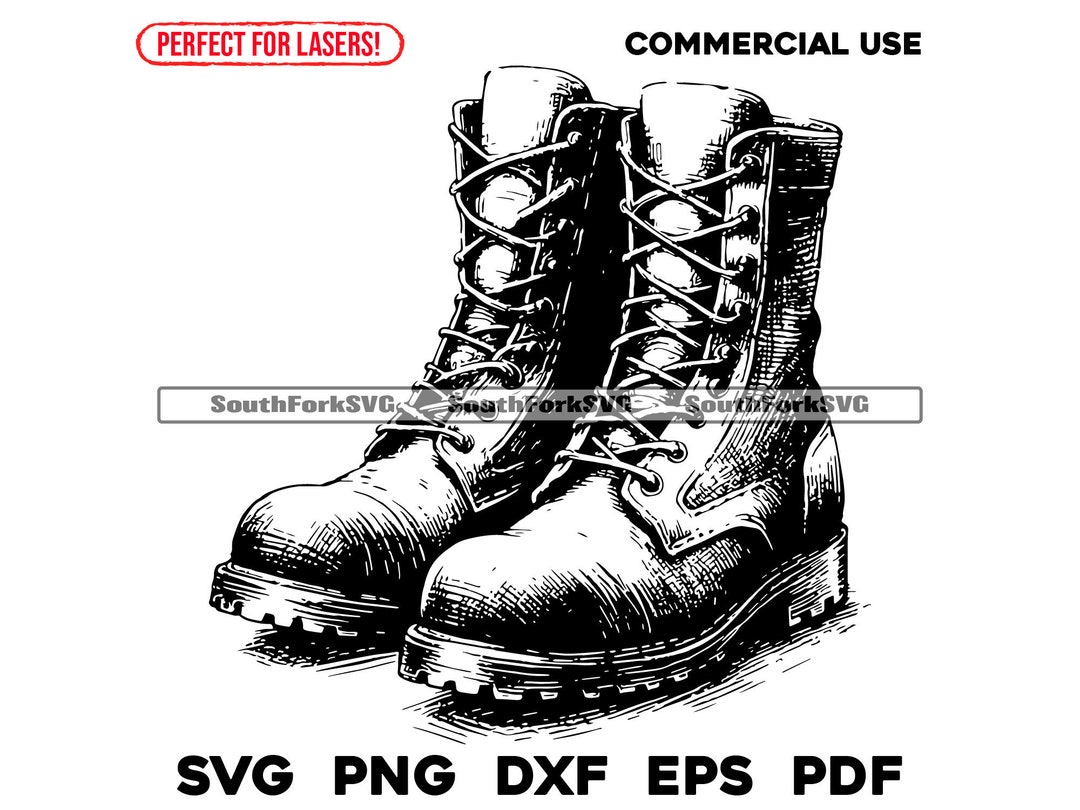Army Boots Laser Engrave Files Svg Png Dxf Eps Pdf | Vector Graphic ...