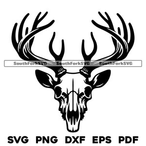 White Tailed Deer Skull Mount Design Svg Png Dxf Eps Pdf Laser Cnc Vinyl Cut Print Dye Sub Files ...