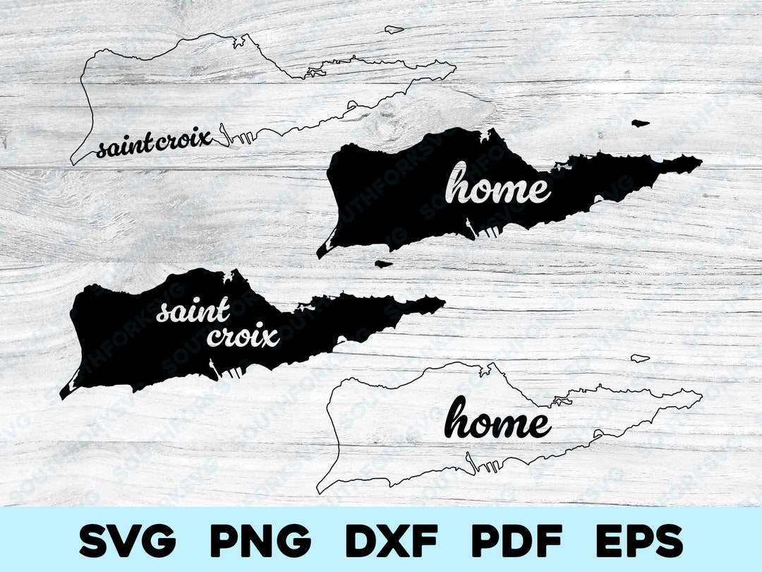 Saint Croix US Virgin Islands Outline + Silhouette Script Bundle | Svg ...