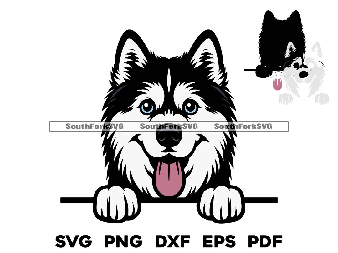 Peeking Siberian Husky Dog Head Layered by Color Design Svg Png Dxf Eps ...