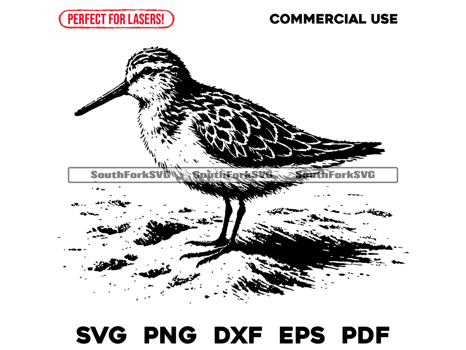 Laser Engrave Files Sandpiper Bird Svg Png Dxf Eps Pdf | Vector Graphic ...