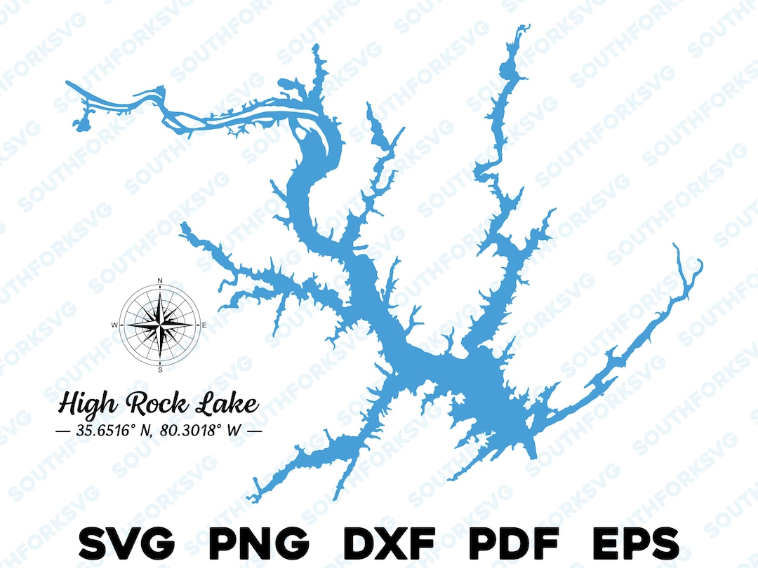 High Rock Lake North Carolina Map Shape Silhouette Svg Png Dxf Pdf Eps ...