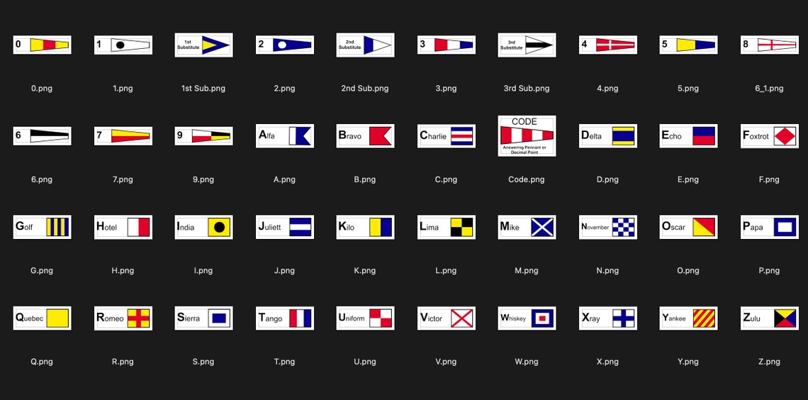 International Maritime Nautical Signal Flags Set 1 SVG PNG DXF Digital ...