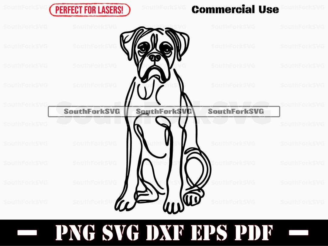Boxer Dog Line Art | Svg Png Dxf Eps Pdf | Vector Graphic Cut File ...