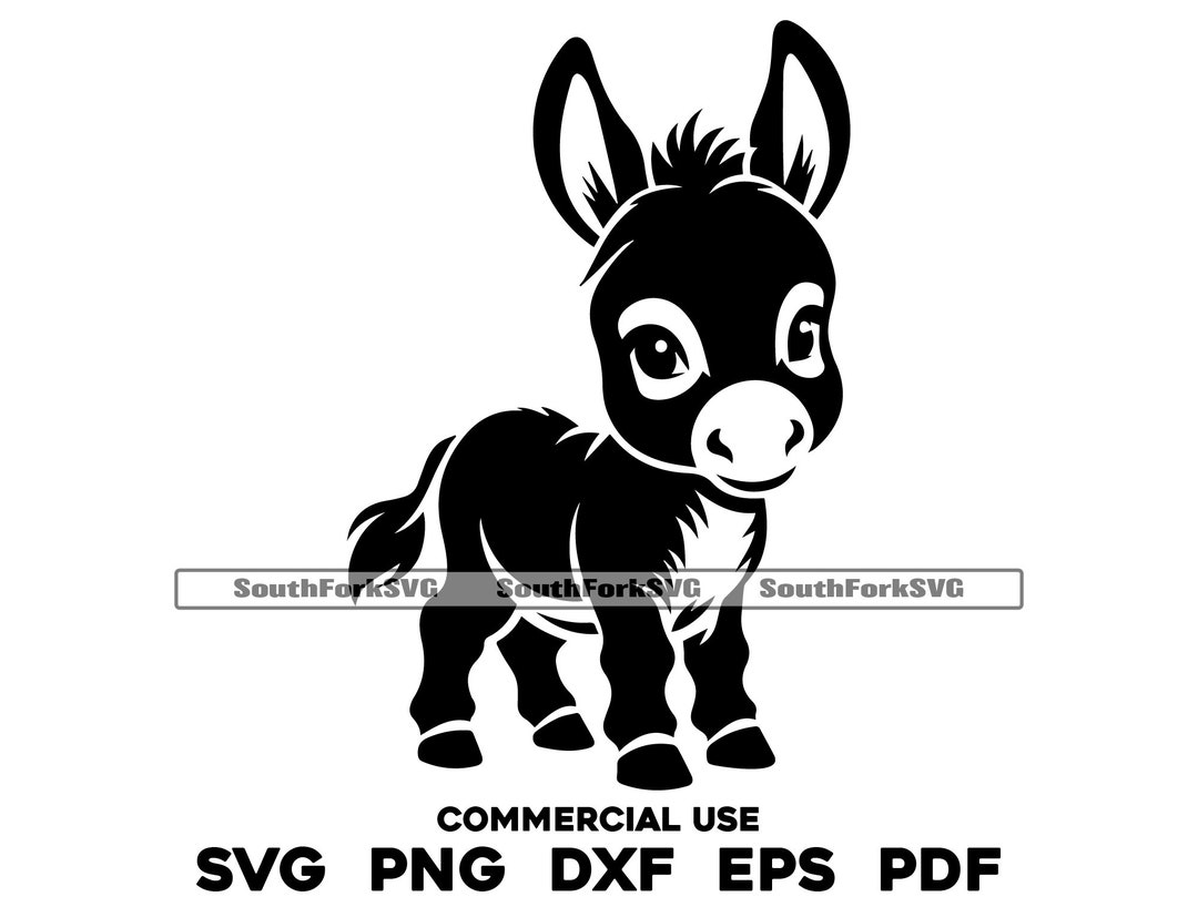 Cute Baby Donkey Svg Png Dxf Eps Pdf | Laser Engrave Cut Print Files ...